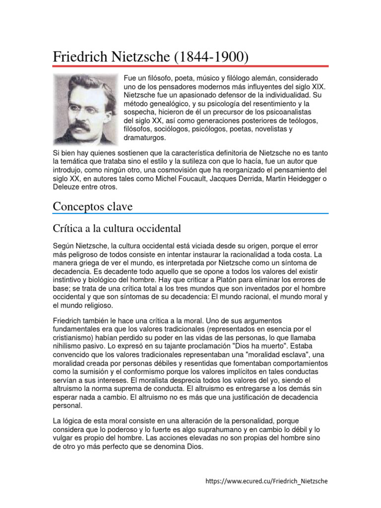 Vitalismo - Pensamiento de Friedrich Nietzsche | PDF | Friedrich Nietzsche | Moralidad