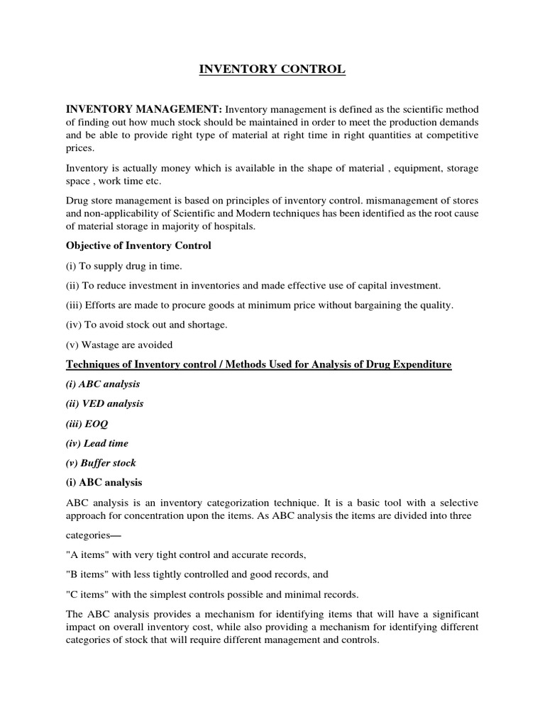 Inventory-Control Technique | PDF | Inventory | Business