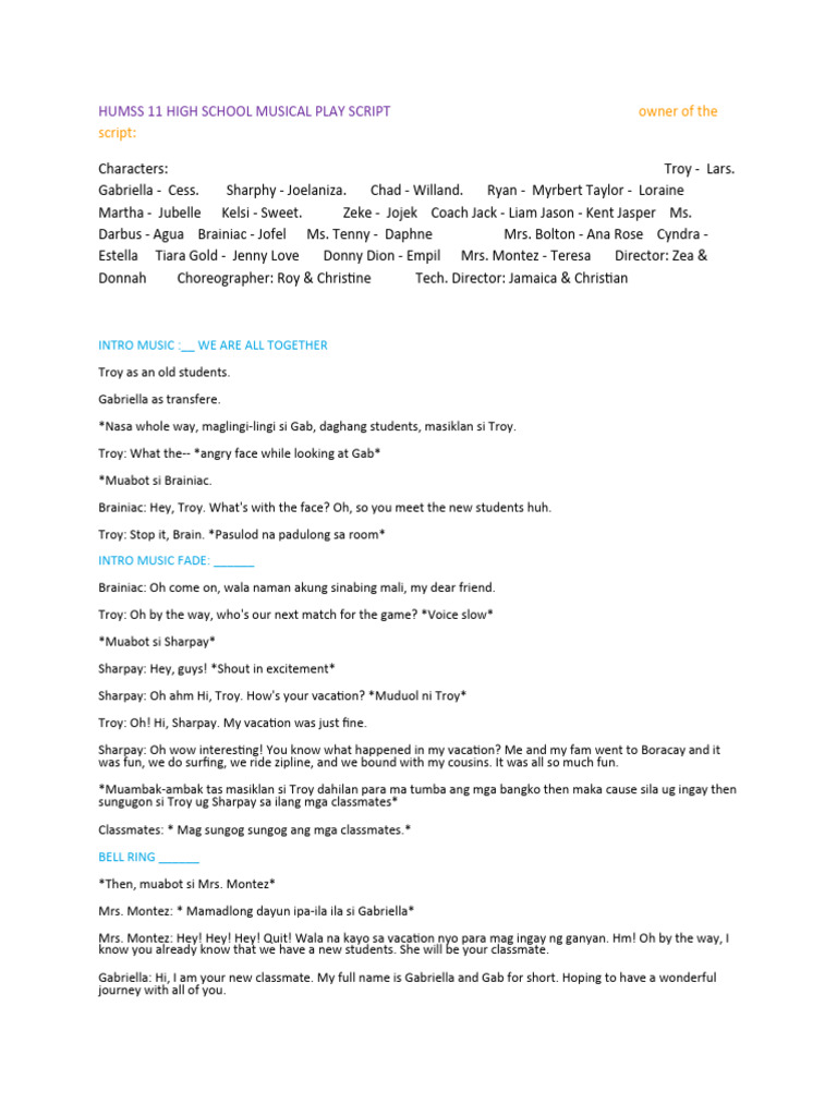 High School Script | PDF