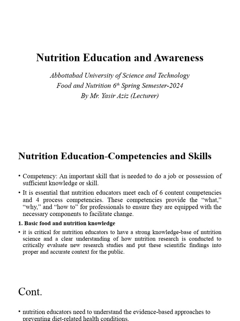 Lec#3Nutrition Education - Competencies and Skills | Download Free PDF | Nutrition | Diet ...