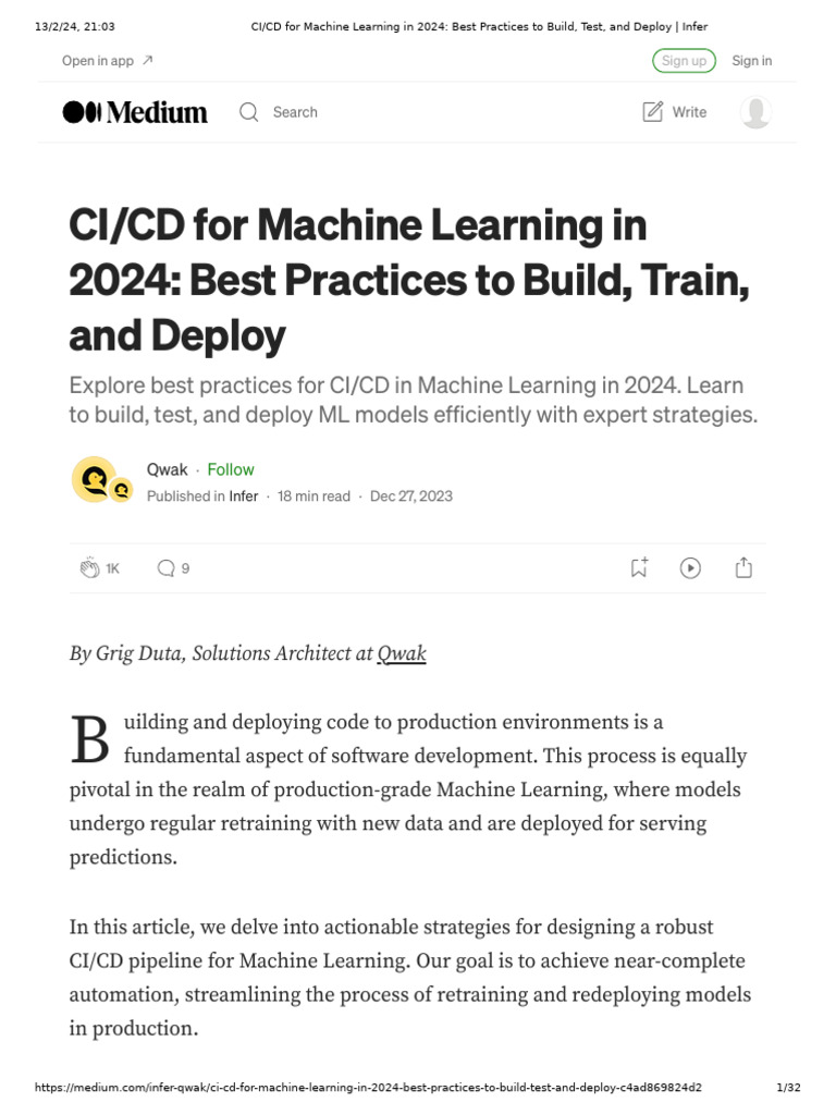 CI/CD Best Practices for ML 2024 | PDF | Machine Learning | Automation