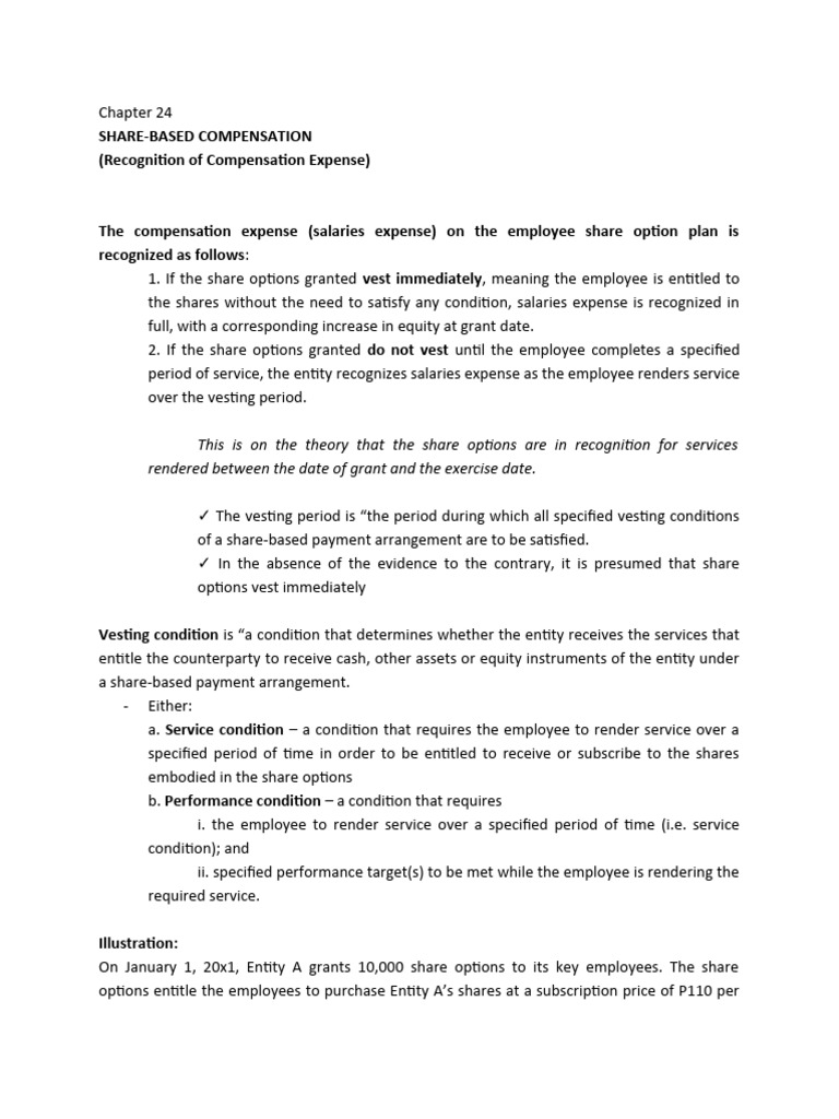 Recognition of Compensation Expense | Download Free PDF | Option ...