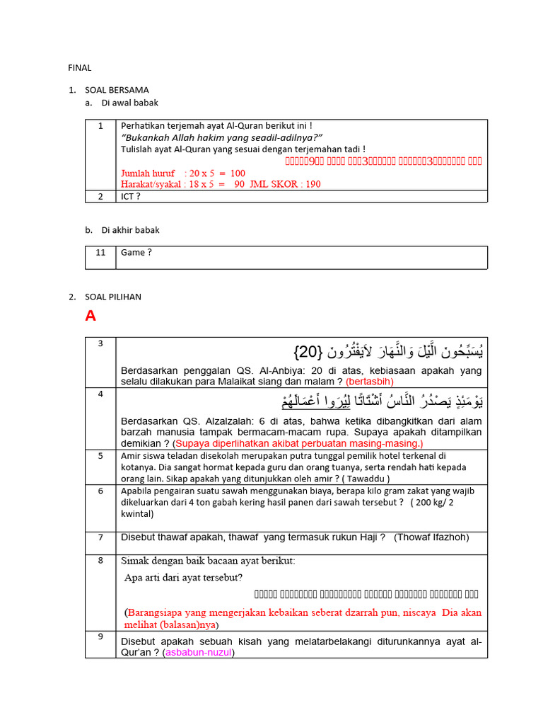 Soal Final (Finish) | PDF