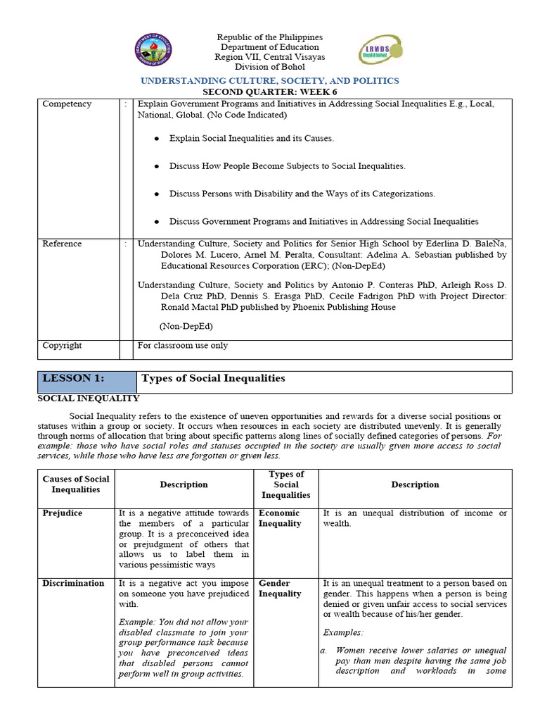 Shs Humss Ucsp Q2 Wk6 1 Pdf Disability Intellectual Disability