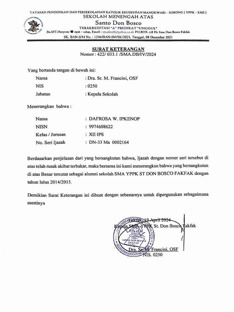 Surat Keterangan | PDF