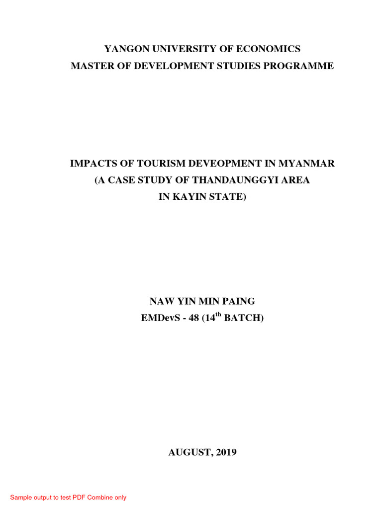 Yin Min Paing Thesis Combine | PDF | Cost Of Living | Tourism