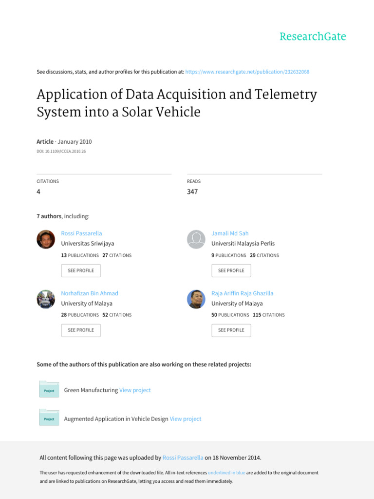 Application of Data Acquisition and Telemetry System Into A Solar ...