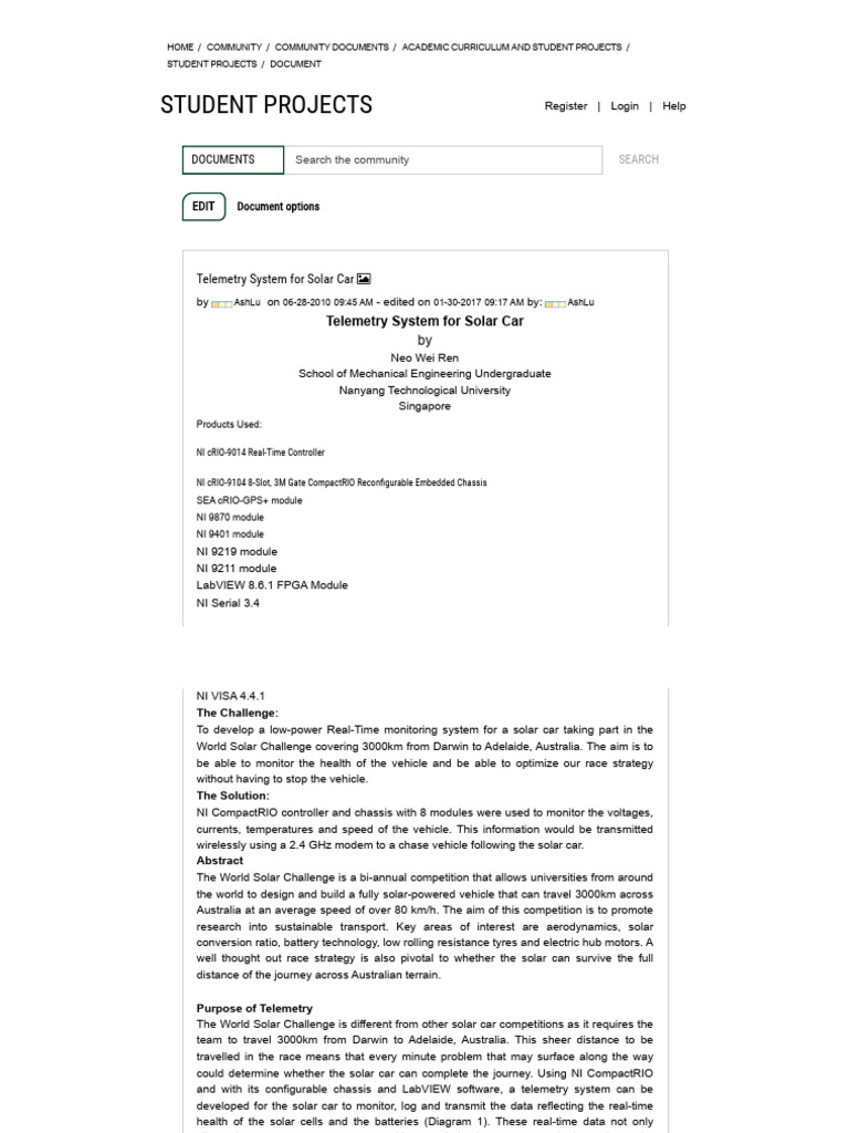 Telemetry System for Solar Car - NI Community | PDF | Computing ...