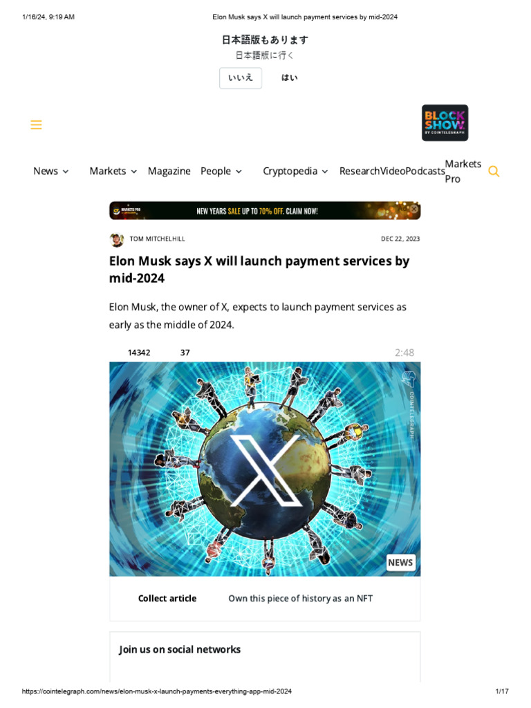 Elon Musk Says X Will Launch Payment Services by Mid-2024-2 | PDF | Cryptocurrency | Elon Musk