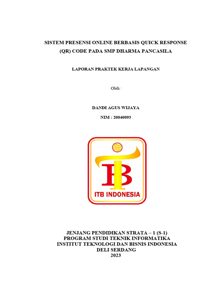 Laporan PKL (1) SISTEM PRESENSI ONLINE BERBASIS QUICK RESPONSE | PDF ...