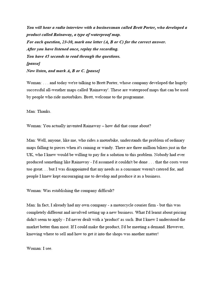 Listening Final Test - Script | PDF