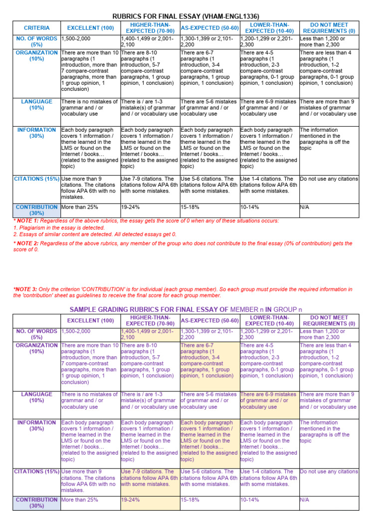 VHAM Rubrics Final Essay | PDF | Vocabulary | Cognition