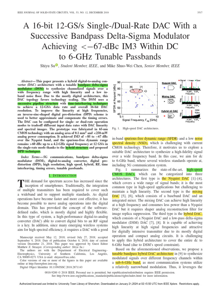 16-bit 12-GS/s DAC with Bandpass Modulator | PDF | Digital To Analog ...