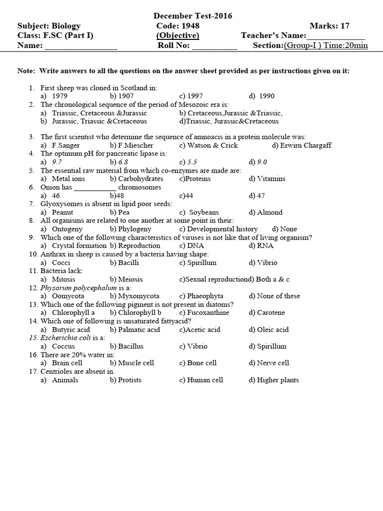 Biology 1st Year Academy 1-7 | PDF | Bacteria | Cell (Biology)