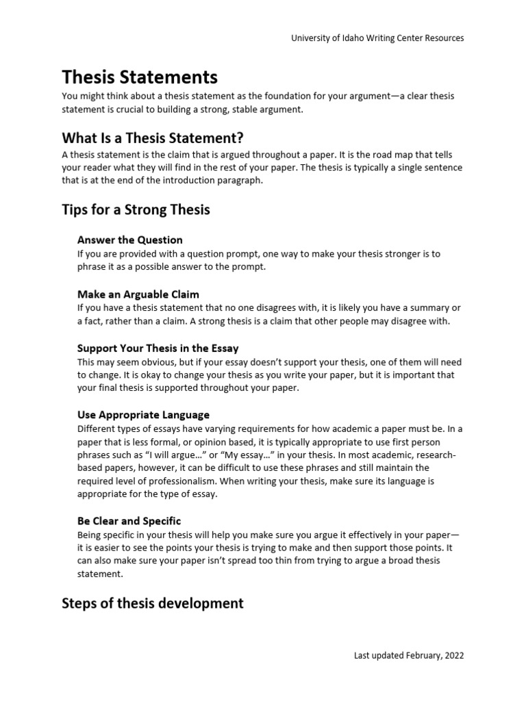 Thesis Statements | PDF | Essays | Thesis