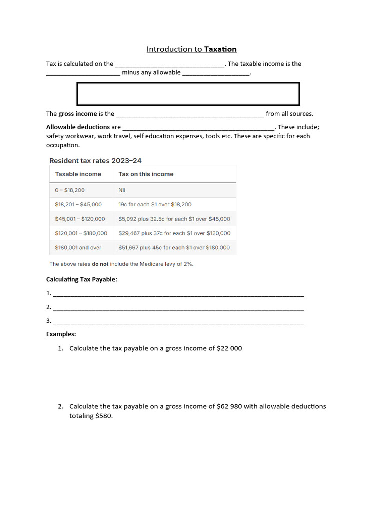 1 Income Tax Guided Notes For Students | PDF