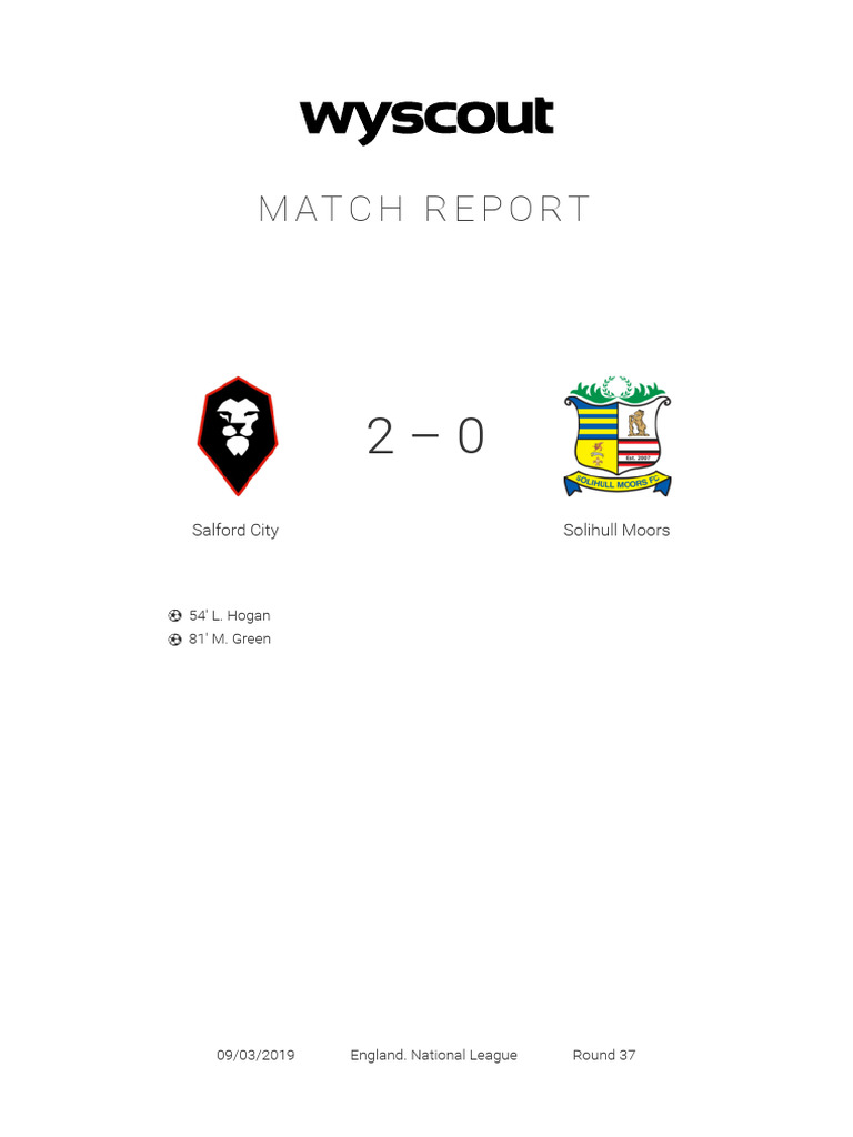Wyscout Match Report. | PDF