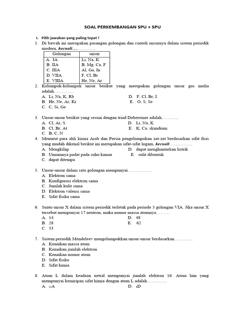 Latihan Soal Spu | PDF