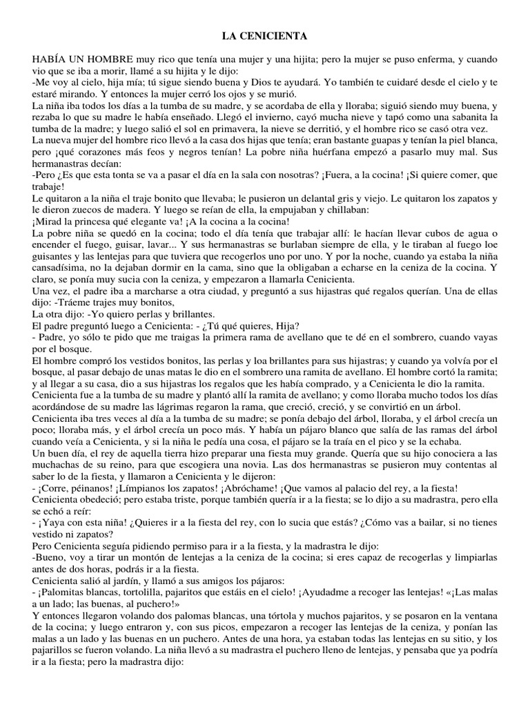 La Cenicienta de los Hermanos Grimm | PDF | Cenicienta