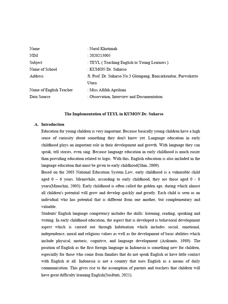 Teyl Teaching English To Young Learners Pdf Learning Second Language