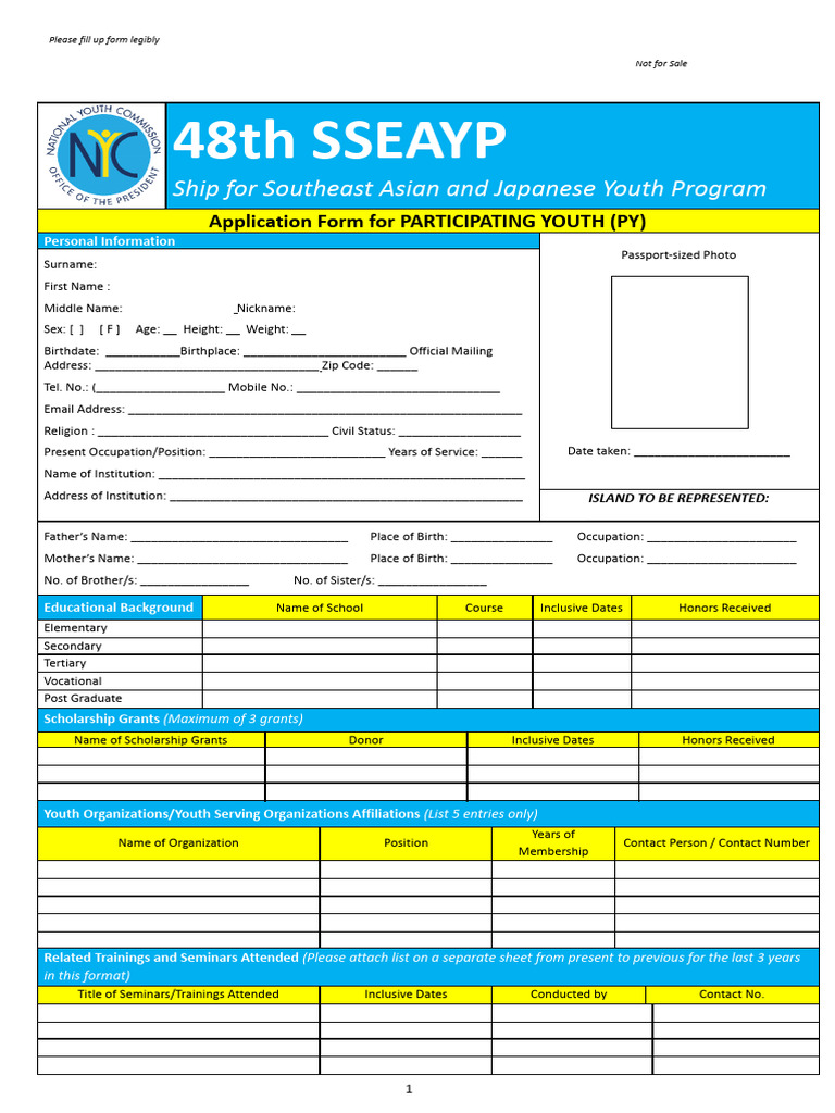 SSEAYP 48th Application Form | PDF