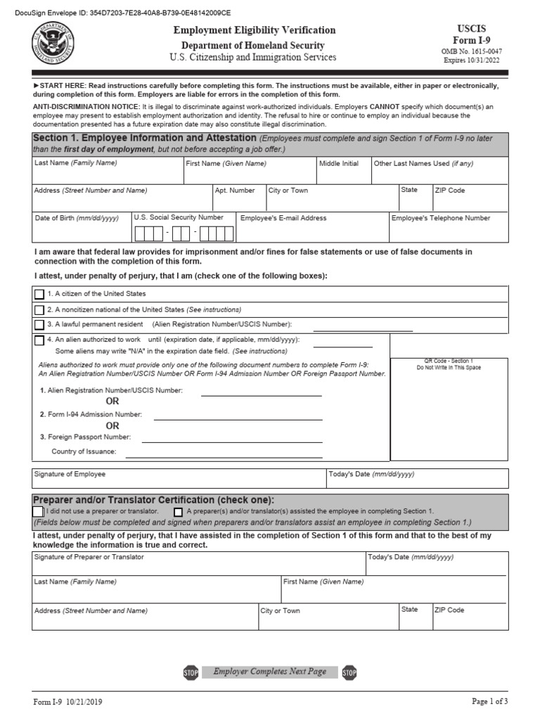 Form I-9 Employment Verification Guide | PDF | Identity Document ...
