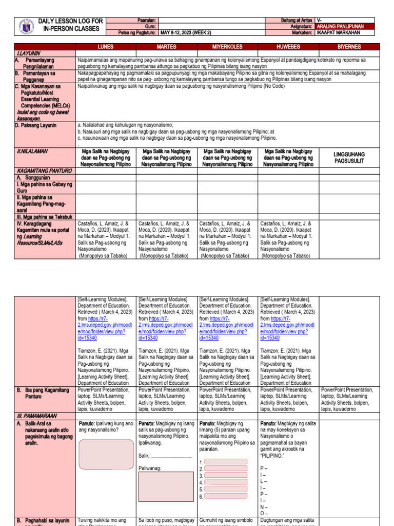 G5 Q4W2 DLL AP (MELCs) | PDF