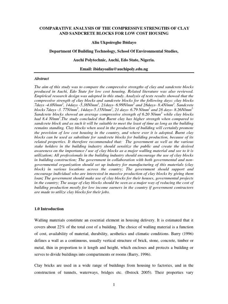 THE COMPRESSIVE STRENGTHS OF CLAY by ALI | PDF | Brick | Building Materials