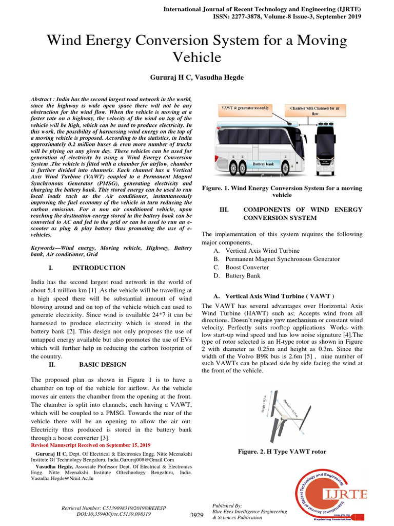 Wind Energy Conversion System For A Movi | PDF | Wind Turbine | Rectifier