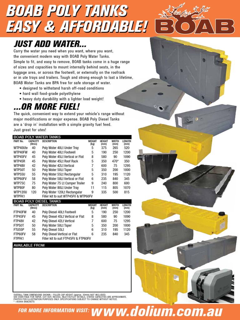 DO BOAB Poly Tanks 2014 Web | PDF | Land Vehicles | Vehicles