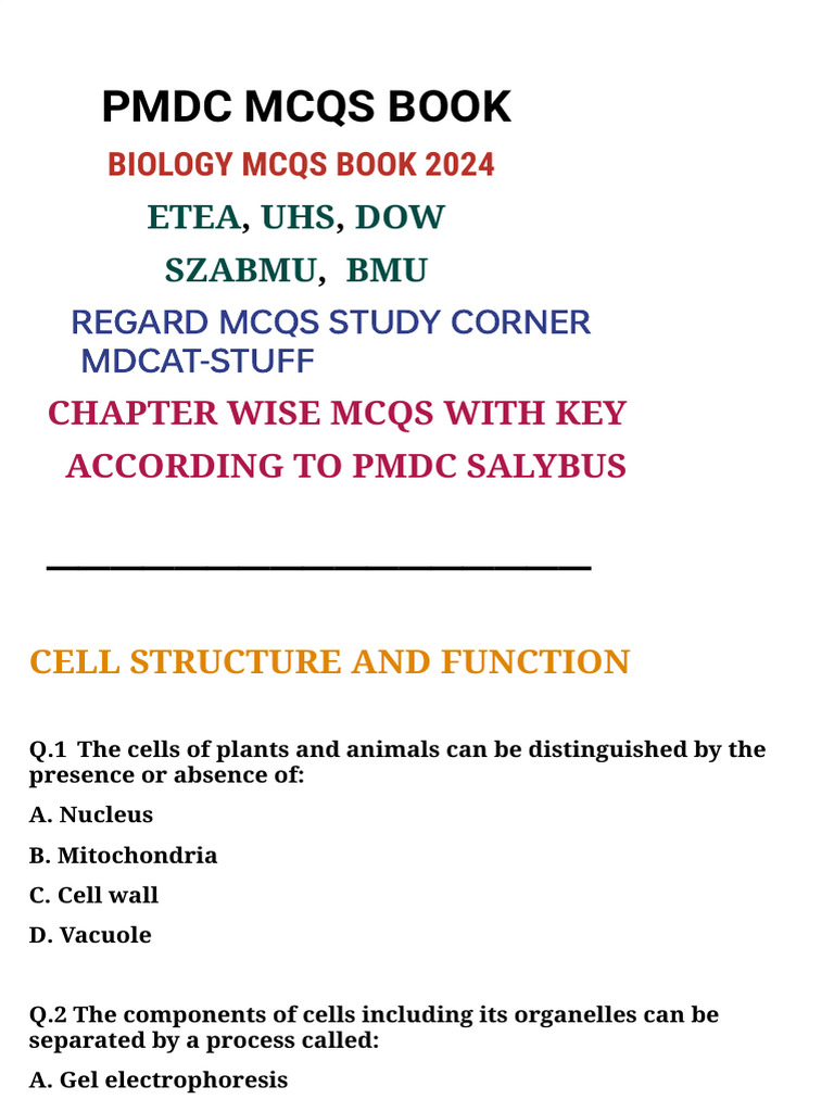 PMDC MCQS Book by Study Corner | PDF | Enzyme | Bacteria