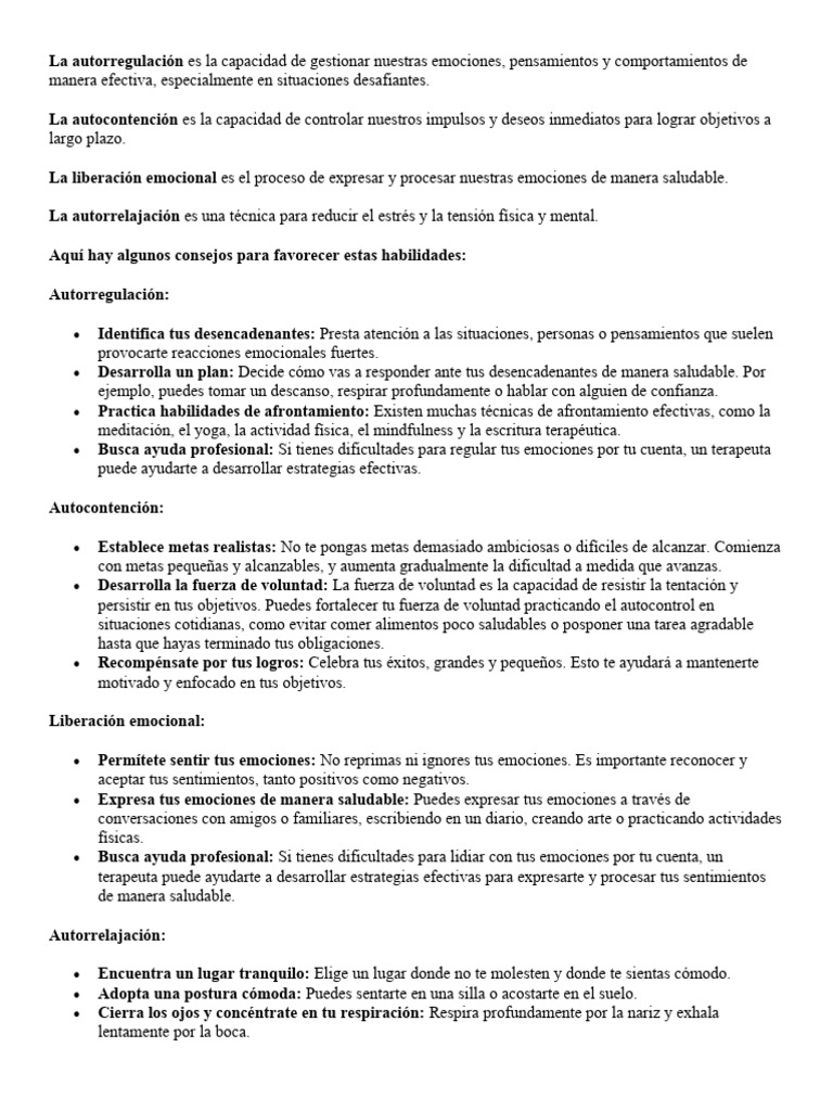 La Autorregulación Es La Capacidad De Gestionar Nuestras Emociones
