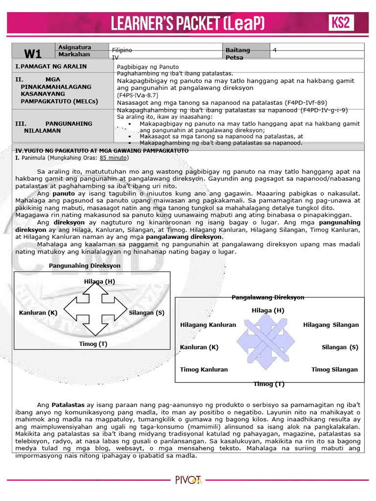 Q4 Filipino 4 Week 1 | PDF