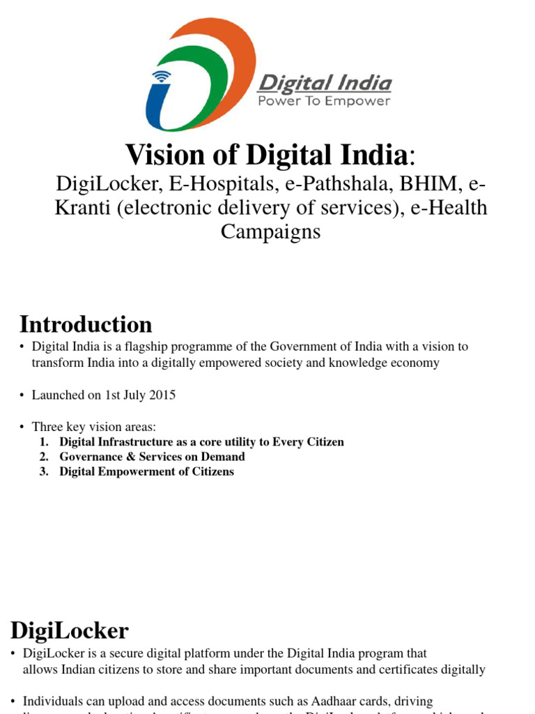 Unit 1 - Vision of Digital India | PDF | Educational Technology ...