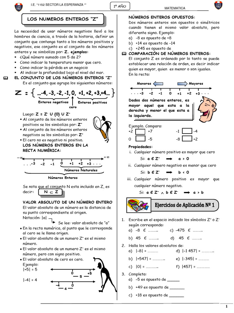 Tema 1 Numeros Enteros | PDF | Entero | Notación Matemática