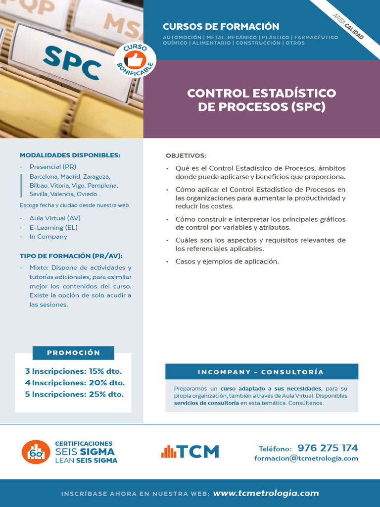 Control Estadistico de Procesos SPC | PDF | Six Sigma | Estadísticas