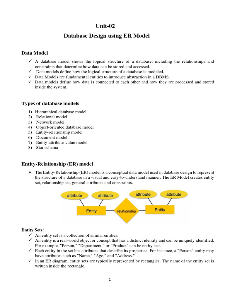 Unit-02 Database Design Using ER Model | PDF | Conceptual Model | Data Model