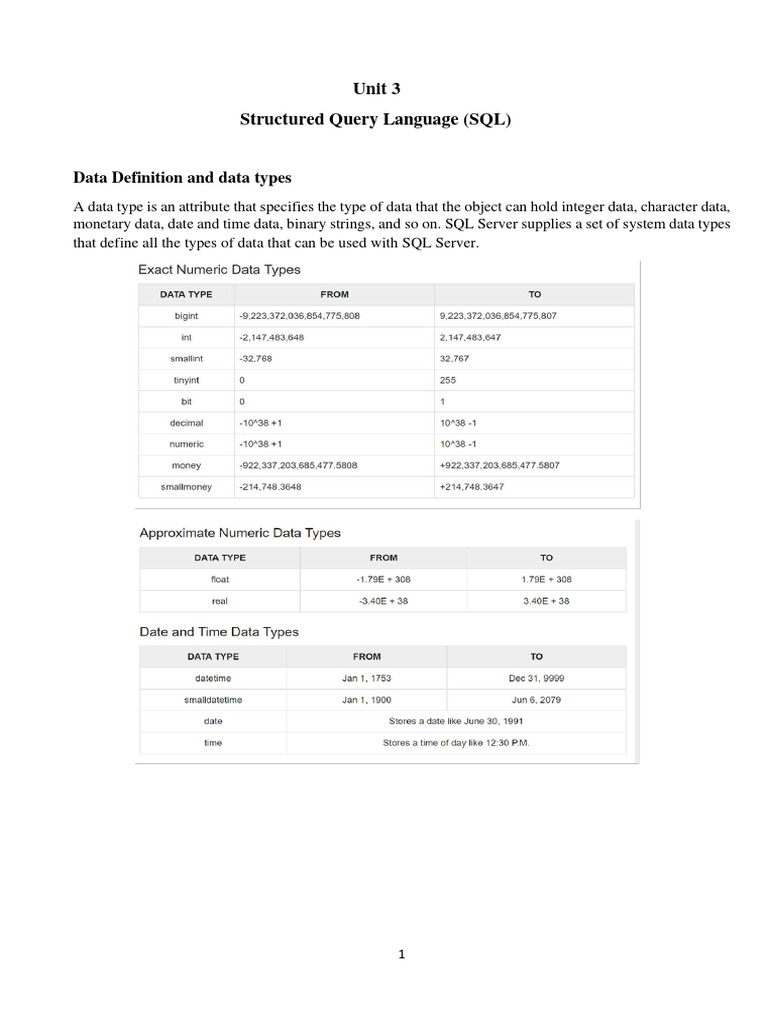Unit 03 Structured Query Language Sql Pdf Relational Database Sql