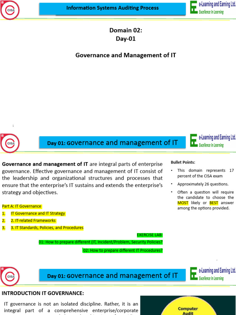CISA Exam: IT Governance Essentials | PDF | Governance | Strategic Planning