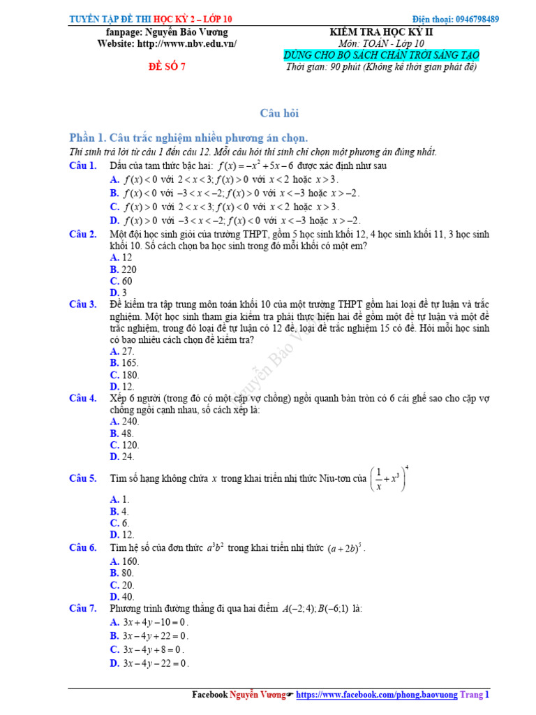 Đề Số 7-Hk2-Ctst 10 | PDF