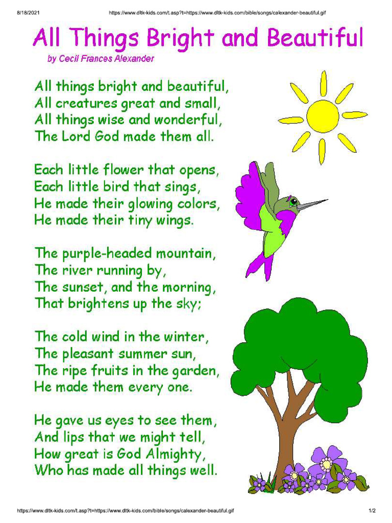All Things Bright and Beautiful Song Lyrics | PDF