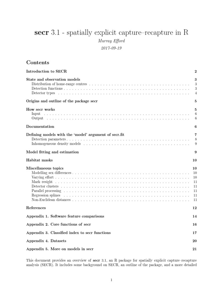 Secr Overview | PDF | Dependent And Independent Variables | Probability Density Function