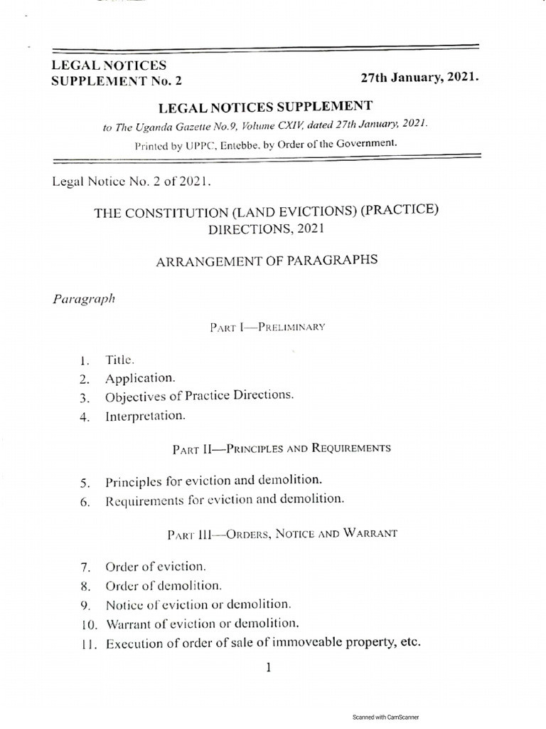 Land Evictions Practice Directions 2021 | PDF