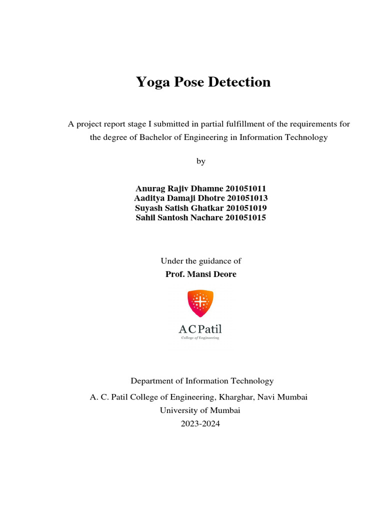 Yoga Pose Detection Report | PDF | Machine Learning | Computing