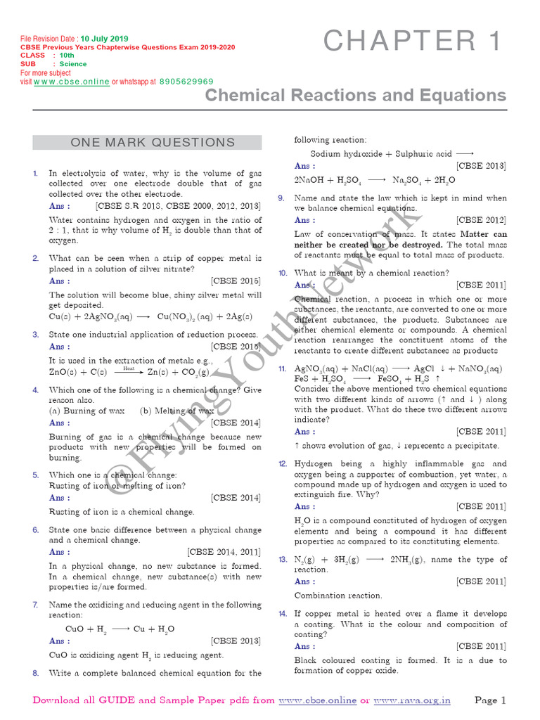 Science Pyq All Chapters | PDF | Chemical Reactions | Redox
