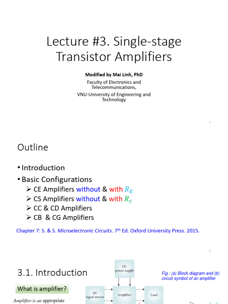 3 Lecture 3 Single Stage Transistor Amplifiers Version 3 Pdf