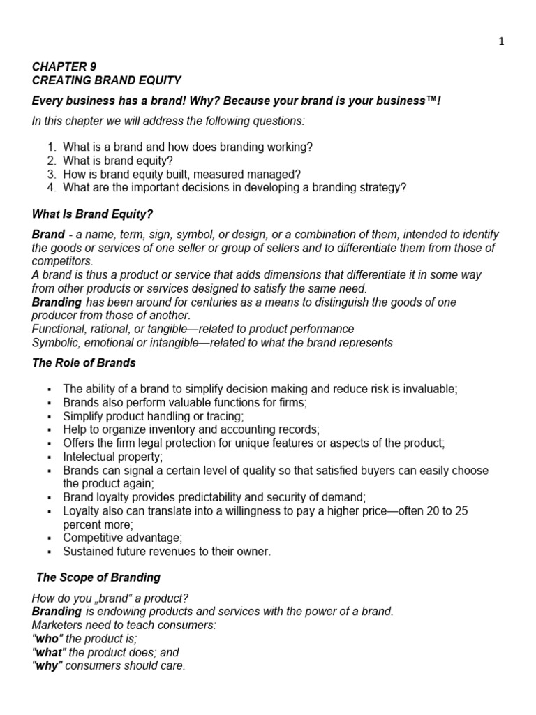 Creating Brand Equity | PDF | Brand | Product (Business)