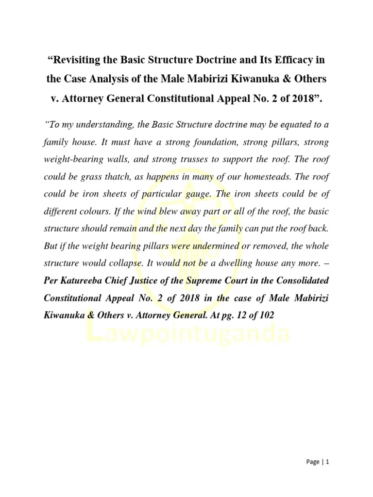 Revisiting The Basic Structure Doctrine and Its Efficacy in The Case of The Male Mabirizi ...