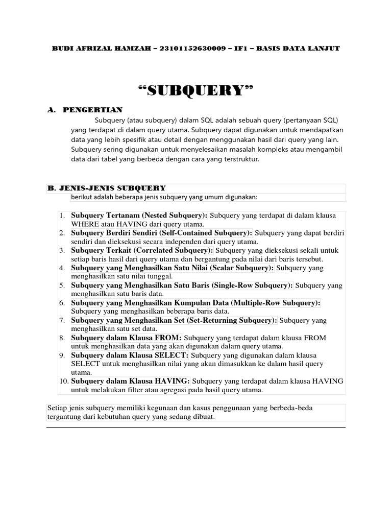 23101152630009-Budi Afrizal Hamzah-Basisdata | PDF | Teknologi & Rekayasa