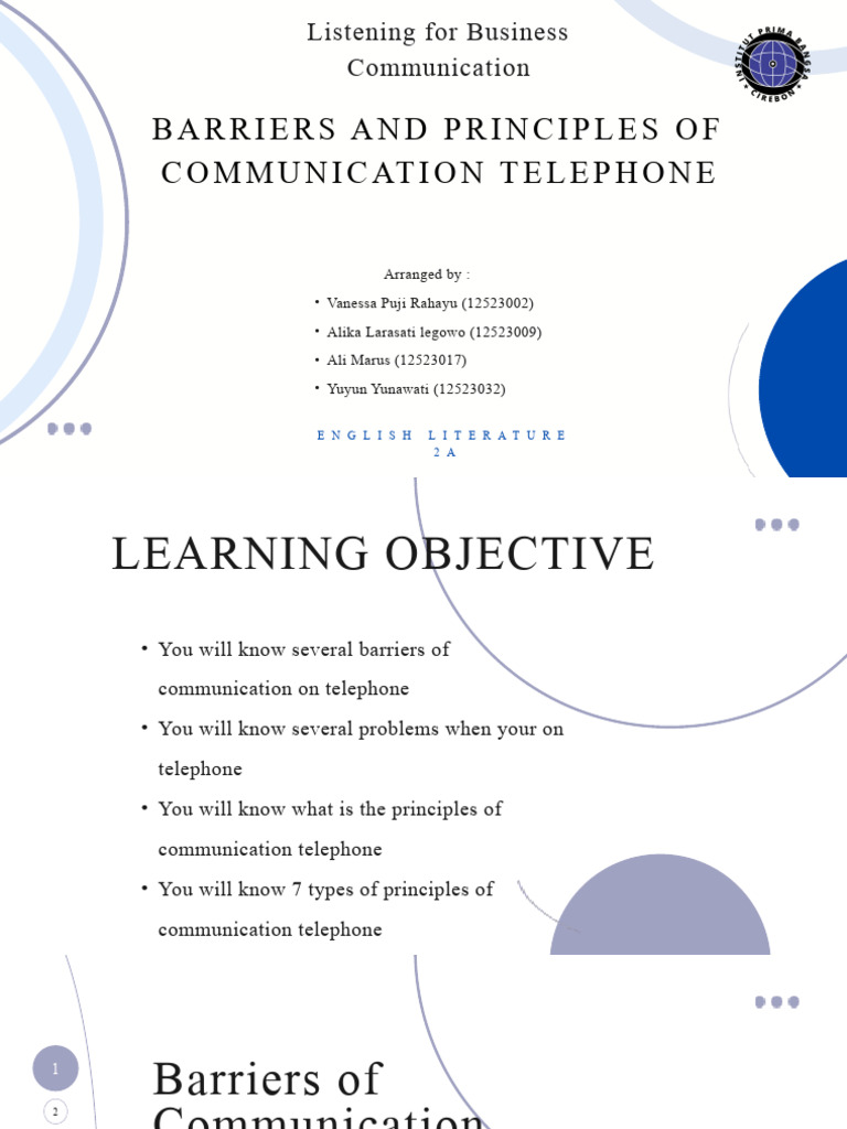 Barries&Principles of Effective Communication Telephone | PDF ...